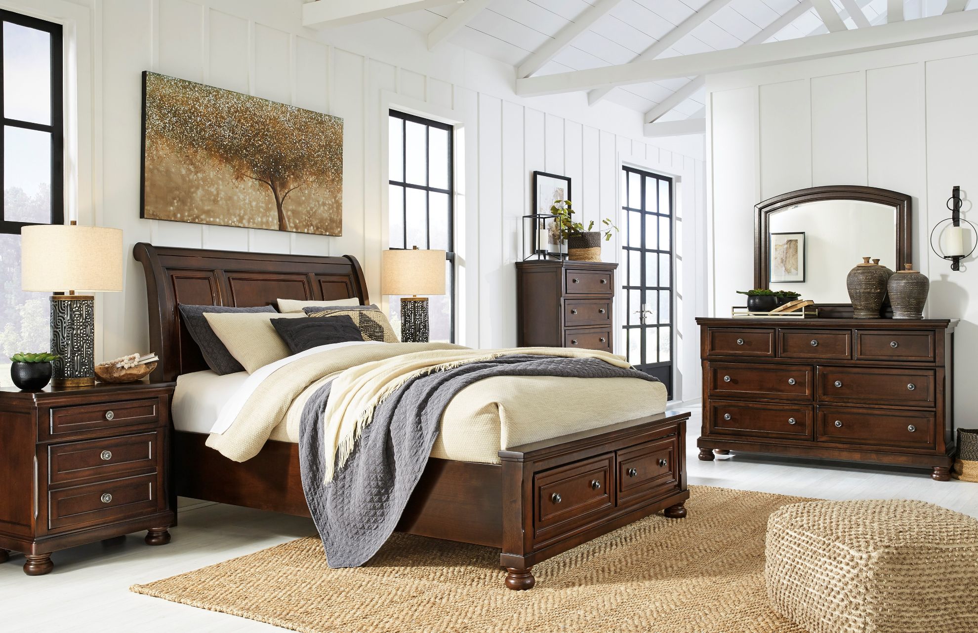 Sleigh bed with drawers underneath store