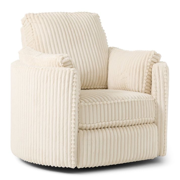 Mega Ivory Swivel Recliner | The Furniture Mart