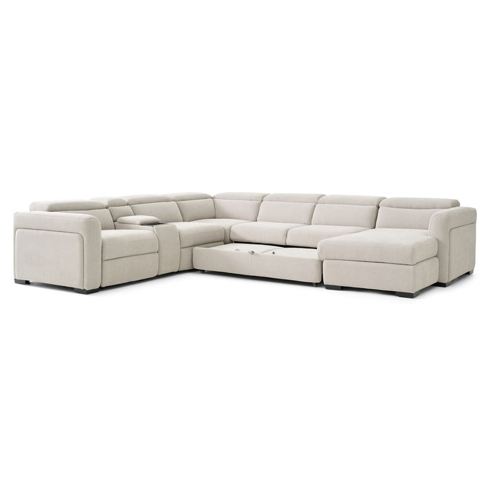 Verona Gray 6pc Power Sectional | The Furniture Mart